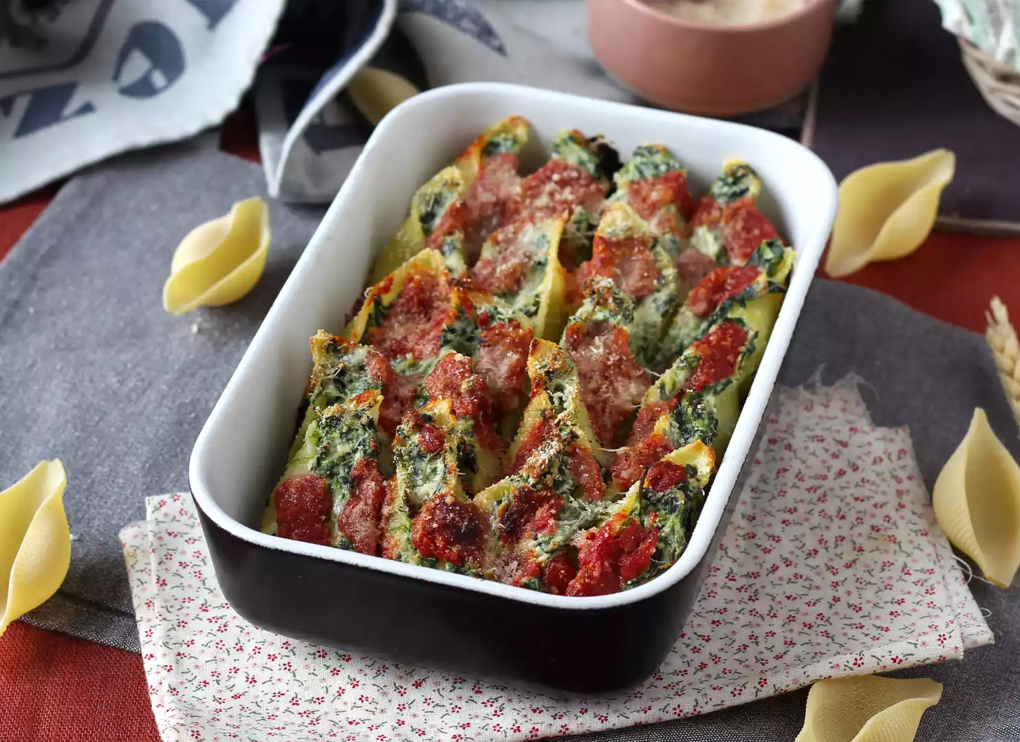 Conchiglioni gevuld met ricotta en spinazie: recept