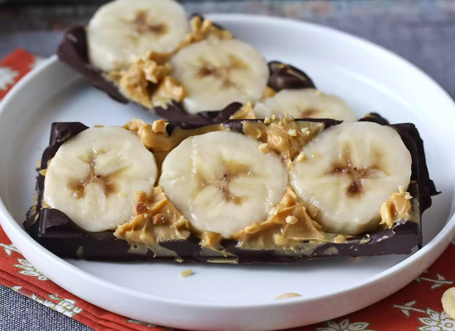 Recept voor mini repen met banaan, pindakaas en chocolade